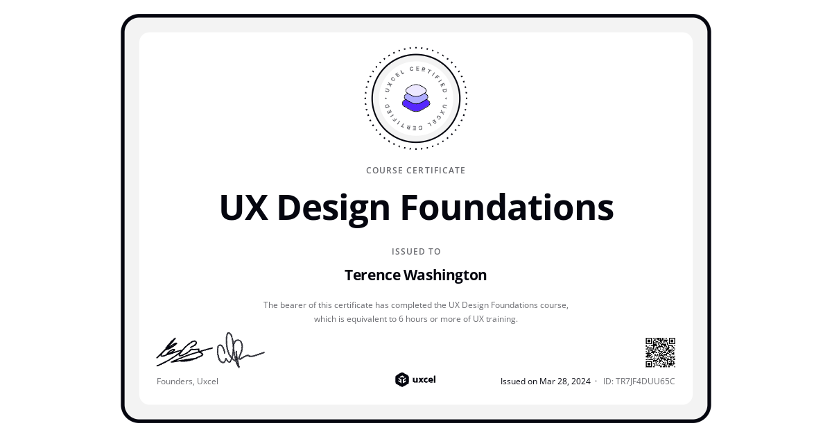 Uxcel Course Certificate of Completion | Uxcel